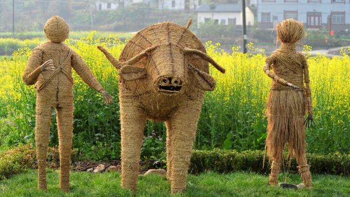 Animal and Human-shaped Scarecrows by Hubei Farmers - China Plus